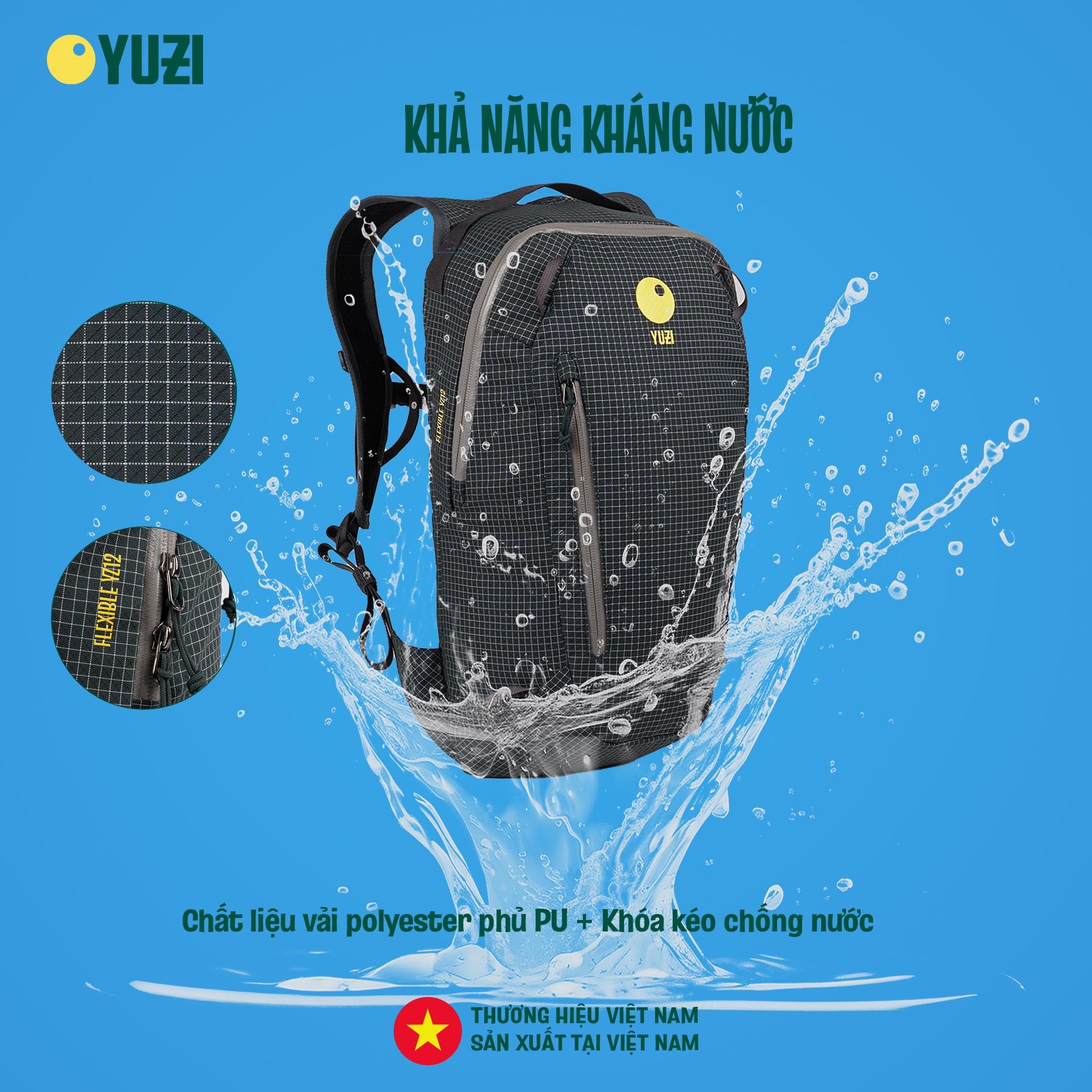 Balo leo núi trekking Việt Nam dung tích 12 lít Yuzi Flexible YZ12
